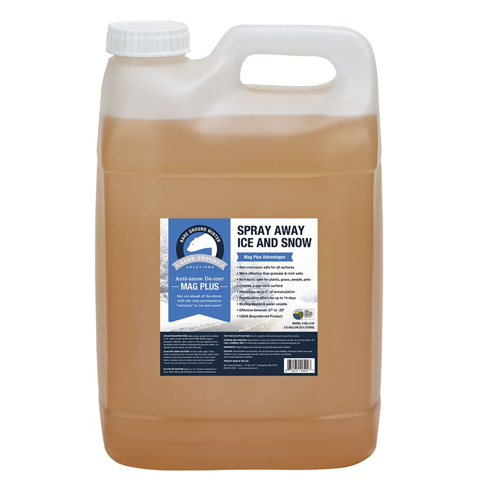 Bare Ground Mag Plus Liquid Deicer | Non-Toxic, Non-Staining & Pet Safe